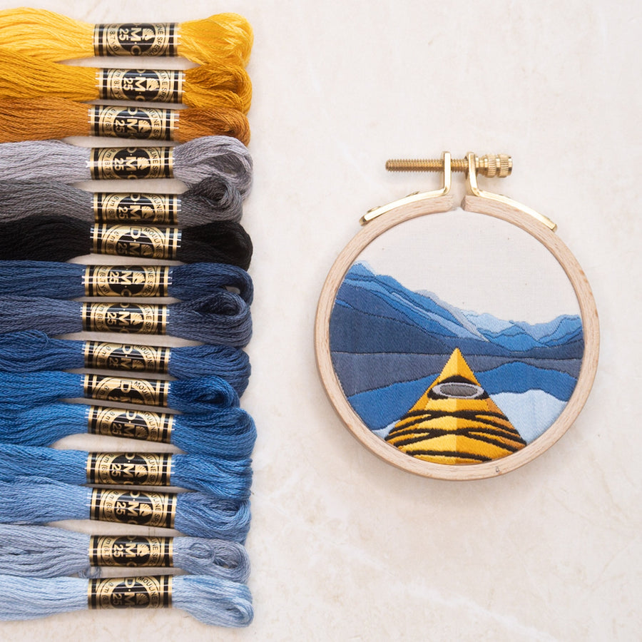 Kayak on Bowman Lake Satin Stitch PDF Embroidery Pattern – VIKASSPACE